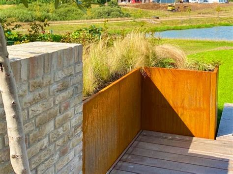Corner Planter Box Corten Steel Cuby H80 Cm Multiple Sizes