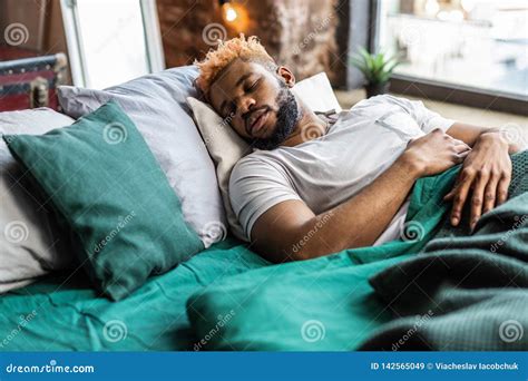 Nice Peaceful Man Sleeping On His Bed Stock Image Image Of Daytime