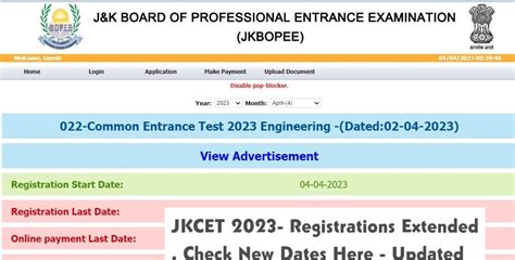 Jkcet 2023 Registrations Starts Today Exam Date 28 May