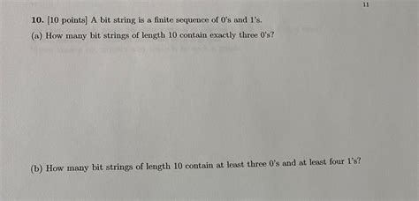 Solved 11 10 10 Points A Bit String Is A Finite Sequence