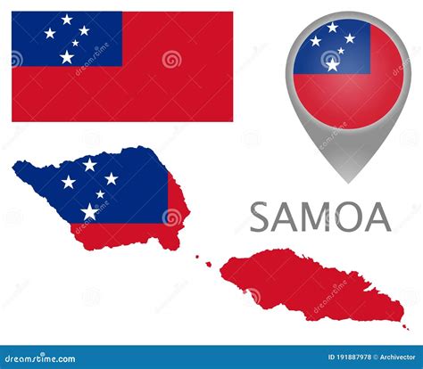 Samoa Flag Map Pointer And Map Stock Vector Illustration Of Colorful