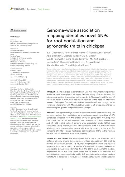 Pdf Genome Wide Association Mapping Identifies Novel Snps For Root