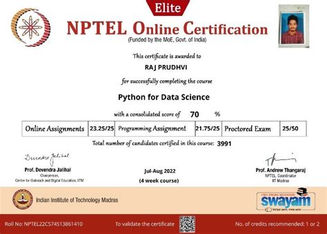 Raj Prudhvi On Linkedin Nptel Pythonprogramming Pythonfordatascience