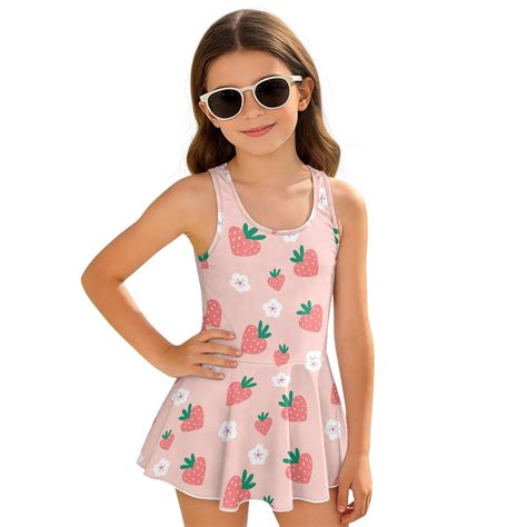Coeqine Girls One Piece Swimsuit With Attached Liner Scoop Neck V Back