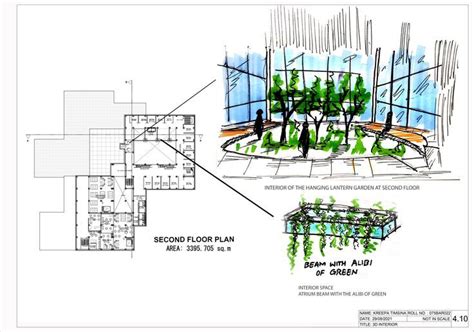 An Architectural Drawing Shows The Interior And Exterior Of A Building With Trees Growing Out Of It