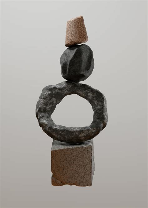 3d 아트 개념 예술 고요한 관념적인 균형 기하학적 단순함 돌 디자인 디지털 아트 락 명상적인 모난 모양