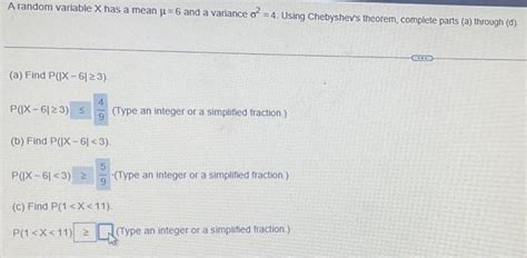 Solved A Random Variable X Has A Mean μ6 And A Variance