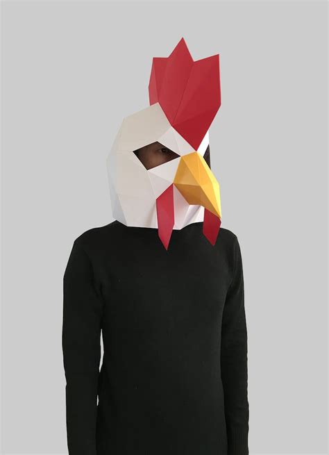 Rooster Mask Template Paper Mask Template Papercraft Mask Etsy
