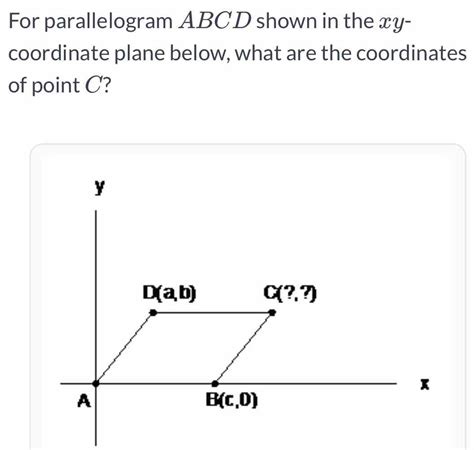 For Parallelogram Abcd Shown In The Xy Coordinate Plane Below What