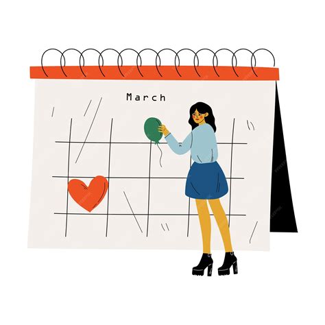 Premium Vector Small Young Woman Standing Near Big Calendar Planning And Scheduling Important