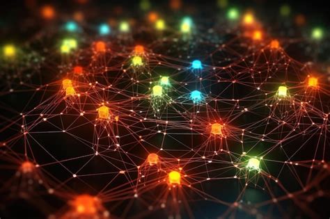 Premium AI Image Glowing Network Of Interconnected Nodes Created With Generative Ai