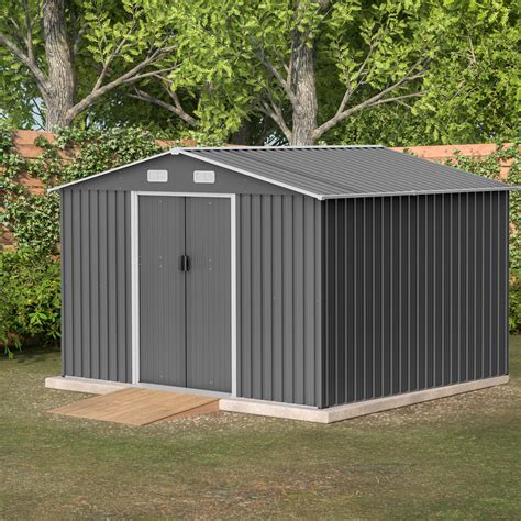 Lzbeitem 8x10ft Weather Resistant Galvanized Steel Outdoor Storage Shed