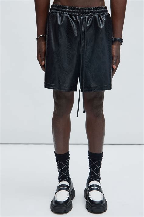 Sawyer Faux Python Shorts Black Fashion Nova