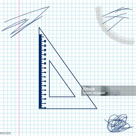 흰색 배경에 격리된 삼각형 눈금자 선 스케치 아이콘입니다 직선 기호입니다 기하학적 기호입니다 벡터 일러스트레이션 3차원 형태에 대한 스톡 벡터 아트 및 기타 이미지 Istock