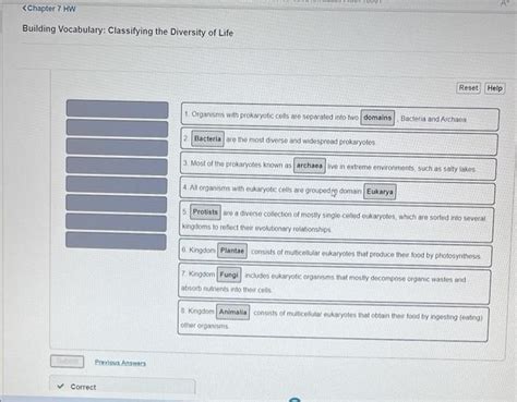 Solved Building Vocabulary Classifying The Diversity Of