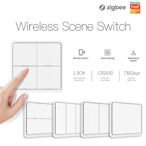tuya zigbee 1 3 gang wireless scene switch push button controller battery powered automation
