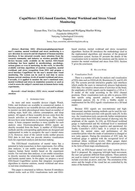 PDF CogniMeter EEG Based Emotion Mental Workload And Stress Visual Monitoring