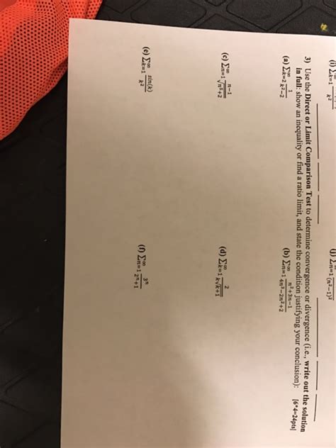 Solved Use The Direct Or Limit Comparison Test To Determine Chegg