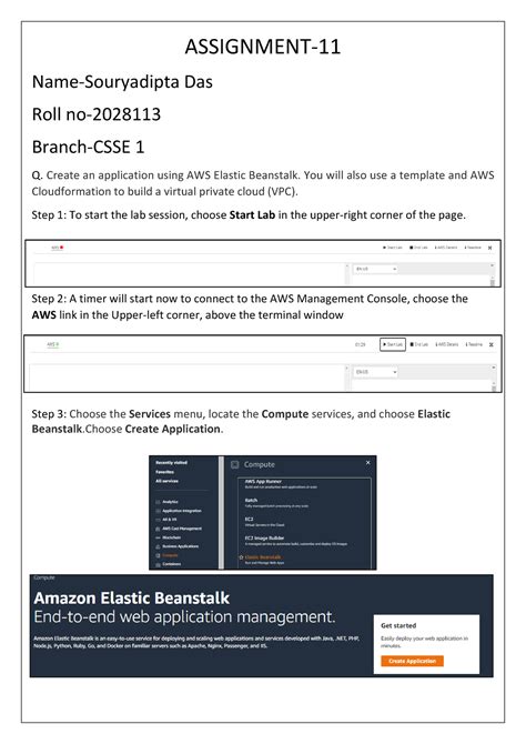 cc assignment 11 aws lab steps with screenshots name souryadipta