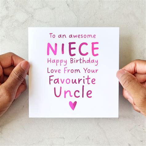 Niece Birthday Card From Your Favourite Uncle Birthday Card For Niece