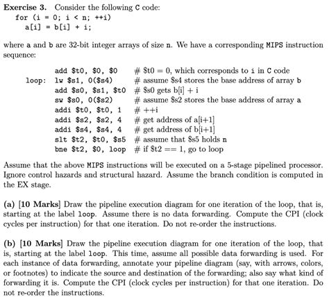 Exercise 3 Consider The Following C Code For I