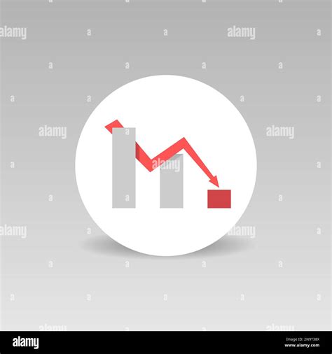 Economic Recession Vector Icon Declining Graph Red Arrow Stock Vector