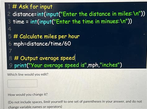 solved ask for inputdistance int input enter the distance
