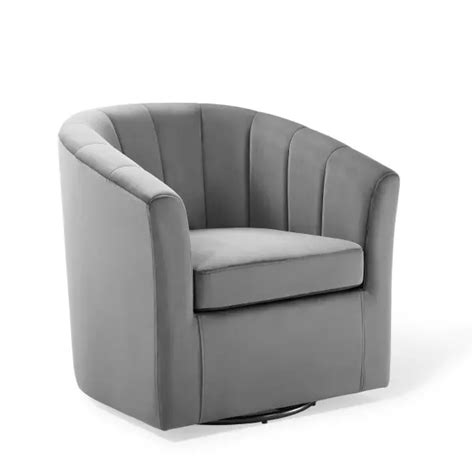 Prospect Performance Velvet Swivel Armchair Light Gray By Modway