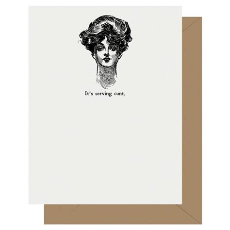 Its Serving Cunt Gibson Girl Letterpress Greeting Card