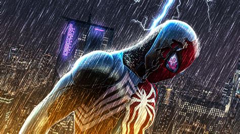 Download Spider Man Oscorp Tower Thunderstorm Wallpaper