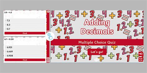 Seventh Grade Adding Decimals Interactive Quiz Twinkl