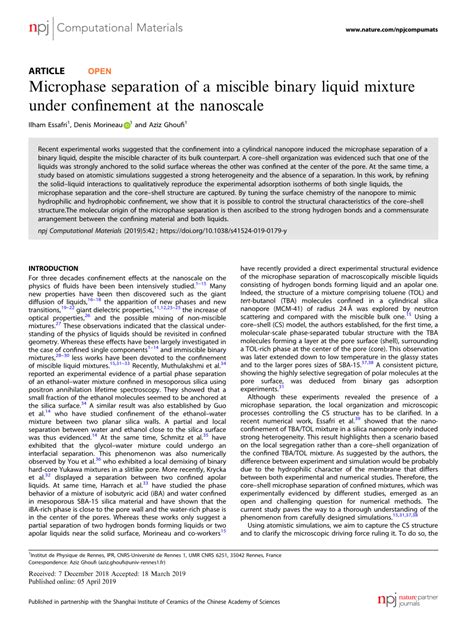 Pdf Microphase Separation Of A Miscible Binary Liquid Mixture Under