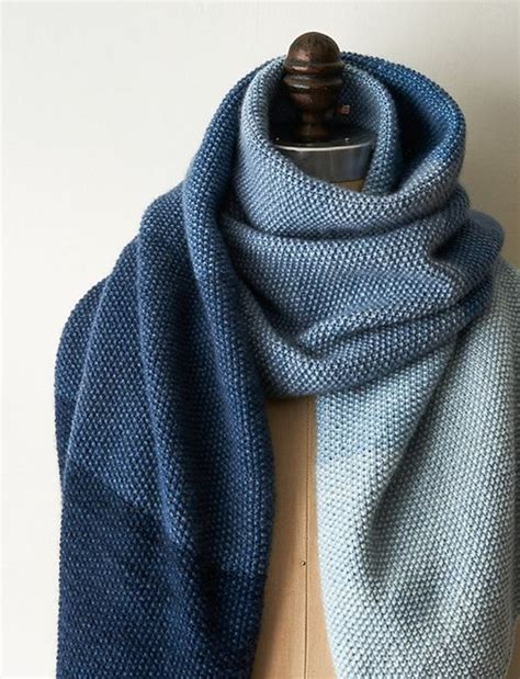 Free Knitting Pattern Blue And White Scarf How To Knit A Gradient