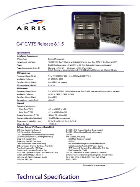 C4 Cmts Release 815 Technical Specification Pdf Network Protocols