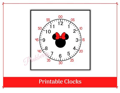 Minnie Inspired Classroom Clock Printable Clock Digital Math