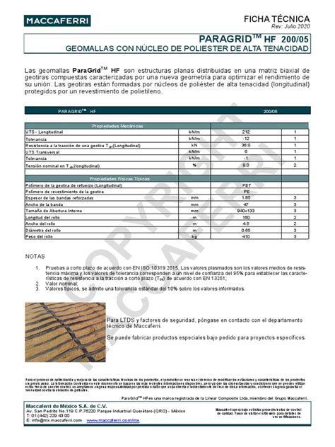 Tds Paragrid Hf 200 05 Rev01 Spa Pdf Pdf