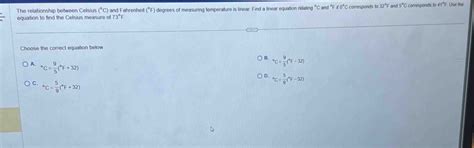 solved the relationship between celsius circ c and fahrenheit