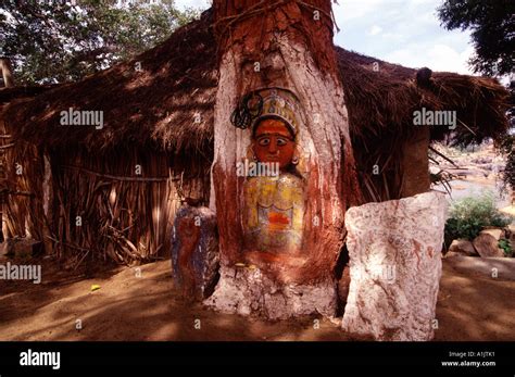 Shiva Hindu Fertility Goddess Carved Into A Bark Of A Tree In The Ancient Village Of Hampi In