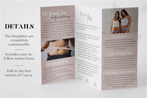 Body Contouring Brochure Template Body Sculpting Trifold Etsy Australia