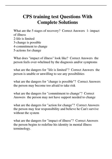 Cps Training Test Questions With Complete Solutions Cps Training