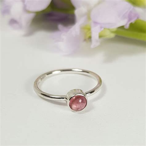 Pink Tourmaline Ring Sterling Silver Stacking Ring Recycled Silver