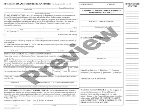 Virginia Summons To Answer Interrogatories Sample Debtor