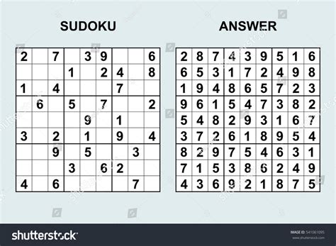vector sudoku answer puzzle game numbers stock vector royalty free