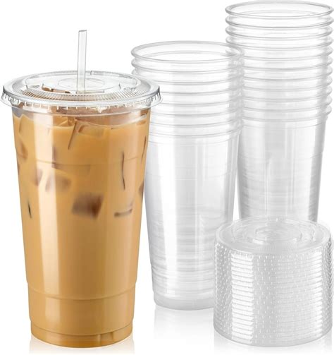 32 Oz Drink Cups Skylety 500 Sets Clear Plastic Cups With Lids 32 Oz