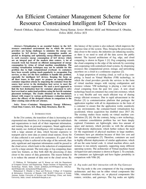 Pdf An Efficient Container Management Scheme For Resource Constrained Intelligent Iot Devices