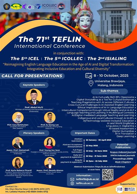 Call For Abstract The 71st Teflin International Conference The Association For The Teaching