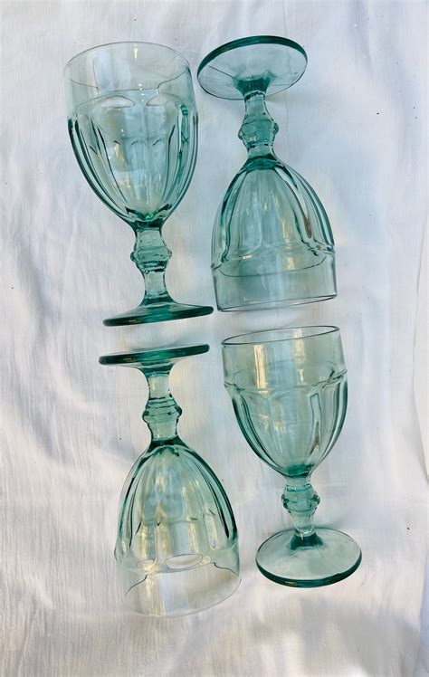 Green Glassware Set Of 4 Libbey Gibraltar Duratuff Iced Tea Goblets Set Of 4 Green Water