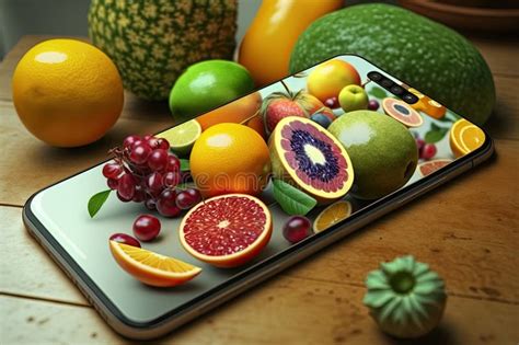 Smartphone And Online Food Shopping Ai Generated Stock Illustration