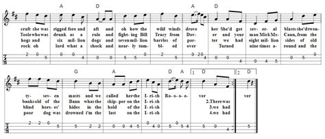 The Irish Rover Banjo And Mandolin Tab Tenor Banjo Tabs
