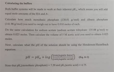 Solved Calculating The Buffers Both Buffer Systems Will Be Chegg Com